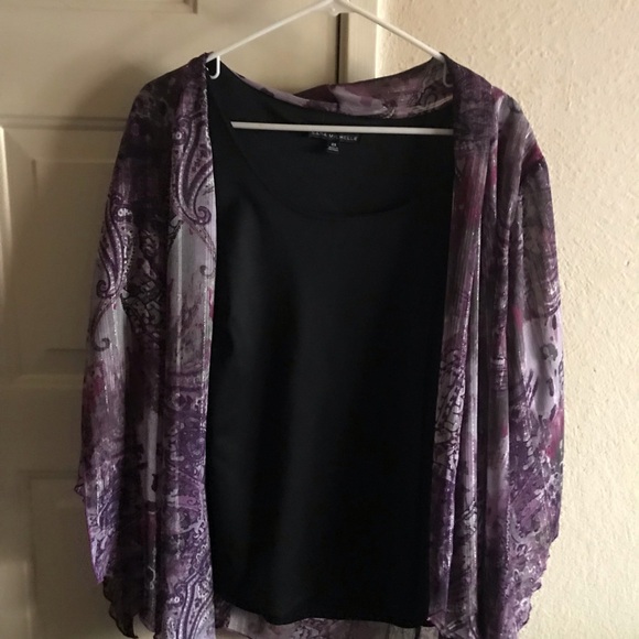 Sara Michelle | Tops | Sara Michelle Purple And Black Cardigan Velvet ...